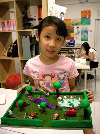 Young Students creating school projects and others at the play clay ...